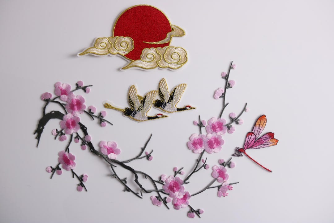 Crane Patch, Sun Patch, Pink Cherry Blossom Patch, Dragonfly Patch ...
