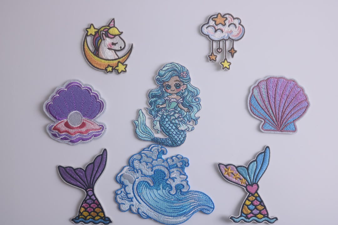 Mermaid Patch, Sew Wave Patch, Unicorn, Shell Patch, for Kid, Iron on ...