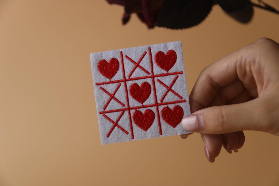 Tic Tac Toe Patch, Heart Patch, Love Patch, Iron on Patch, Embroidered ...