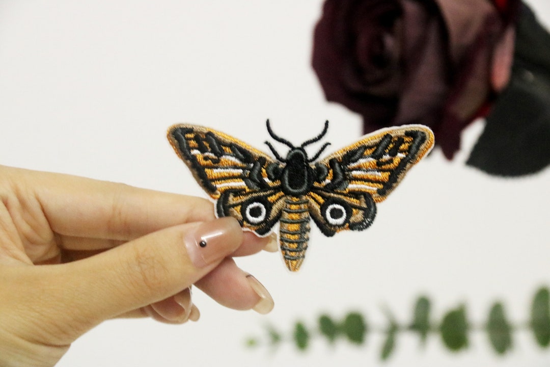 Death Head Moth Patch, Moth Patch, Iron on Patch, Embroidered Patch ...
