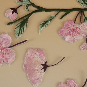 Gorgeous Pink Cherry Blossom Patch, Flower, Iron on Patch, Embroidered ...