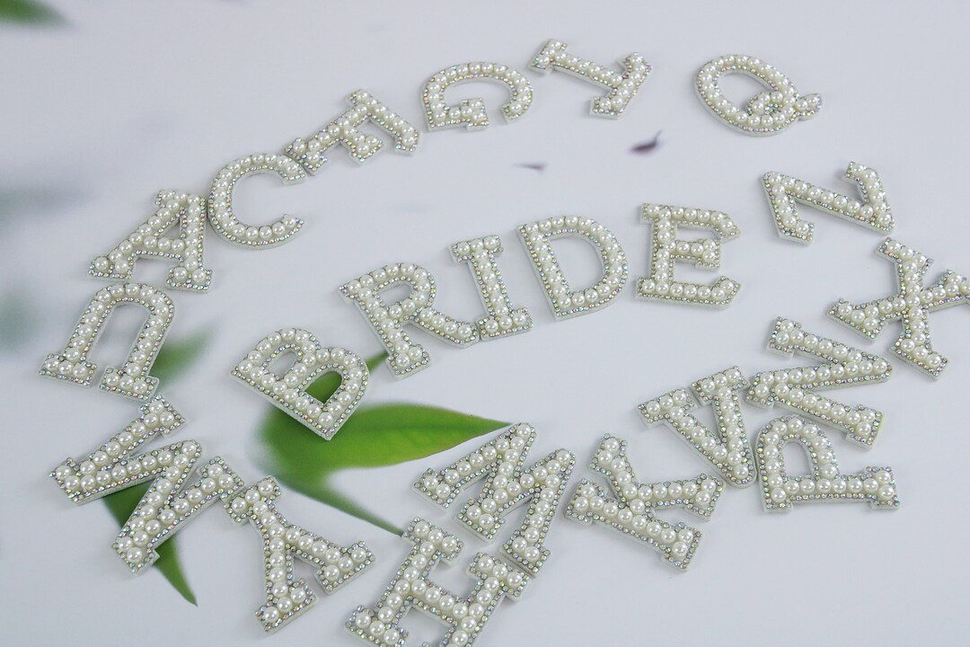 Laser Color Pearl Letter Patch, Rhinestone Pearls, Pearl Letters ...