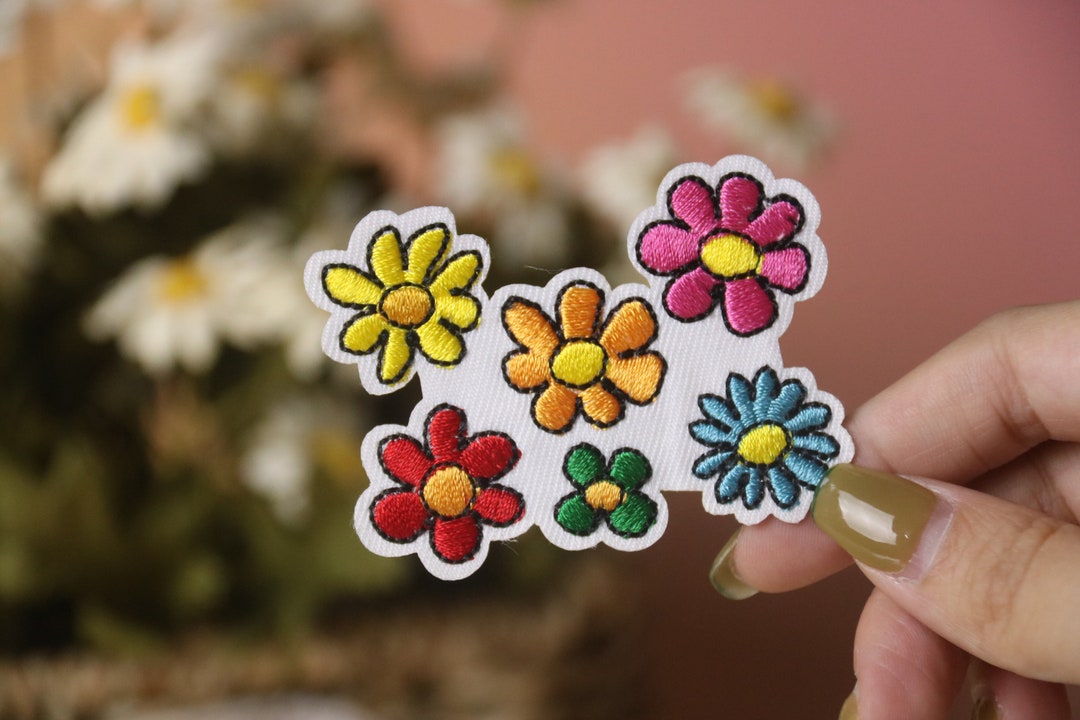 6 Tiny Flowers Patch, Colorful Tiny Flowers, Iron on Patch, Embroidered ...