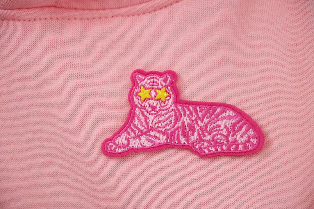 Pink Tiger Patch, Iron on Patch, Embroidered Patch, Applique, Iron on Clothing Labels, - Etsy