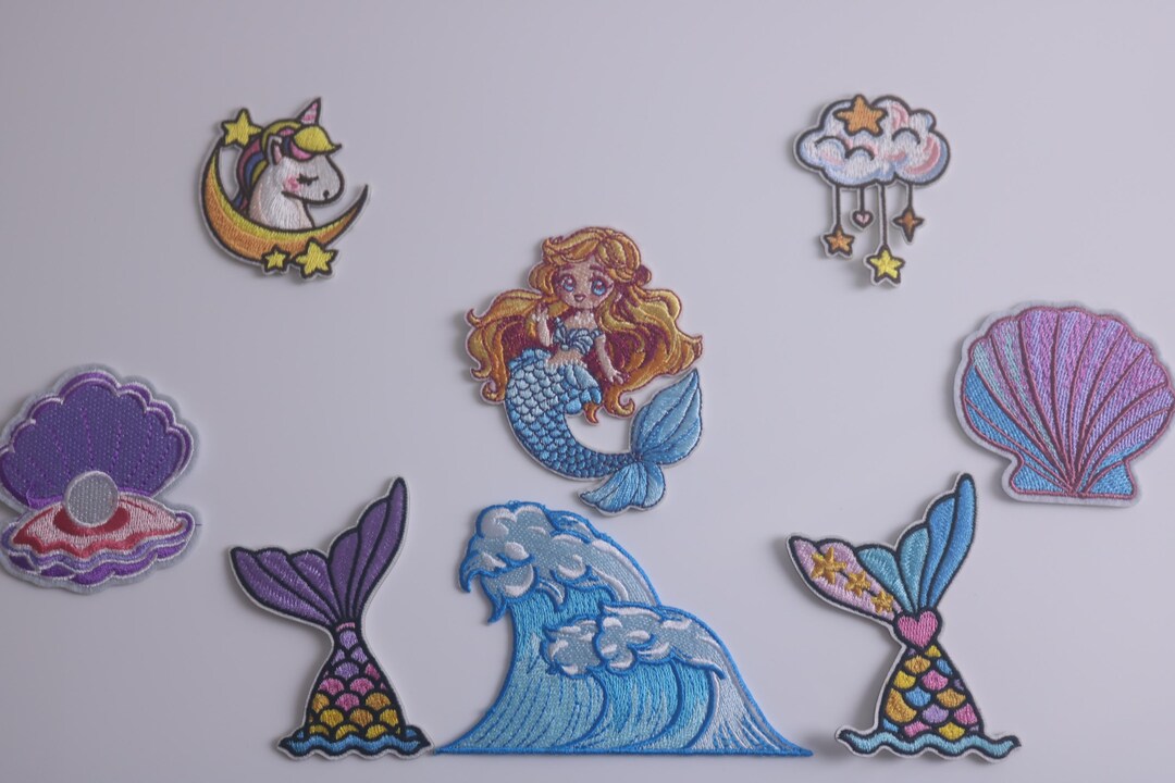 Mermaid Patch, Sew Wave Patch, Unicorn, Shell Patch, for Kid, Iron on ...