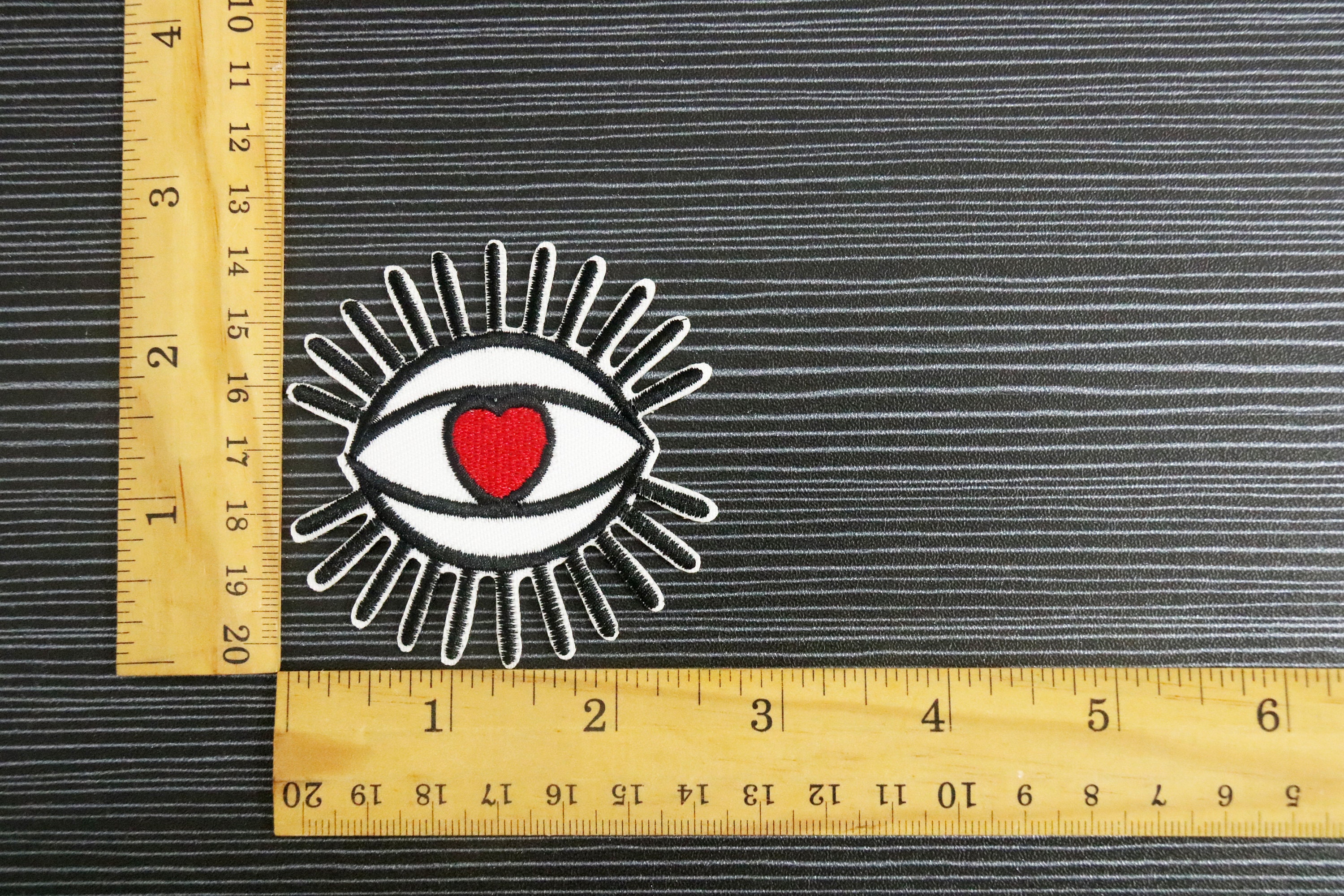 Evil Eye Patch, Red Heart in Eye Patch, Iron on Patch, Embroidered ...