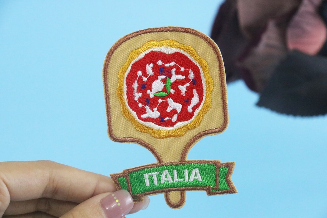 Italia Pizza Patch, Margherita Pizza Patch, Iron on Patch, Embroidered ...