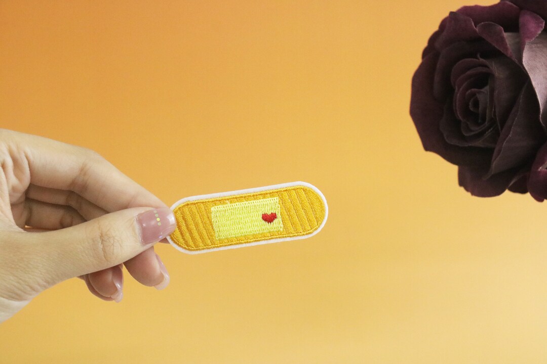 Heart Band-aid Patch, Iron on Patch, Embroidered Patch, Applique, Iron ...