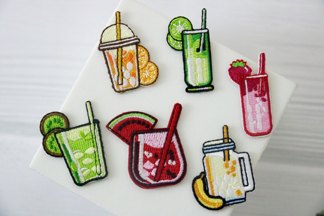 Little Tiny Fruit Juice Patch, Banana, Kiwi, Watermelon, Lemon, Iron on ...