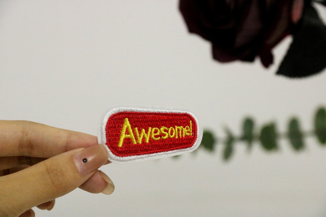Awesome Patch, Word Patch, Iron on Patch, Embroidered Patch, Applique ...