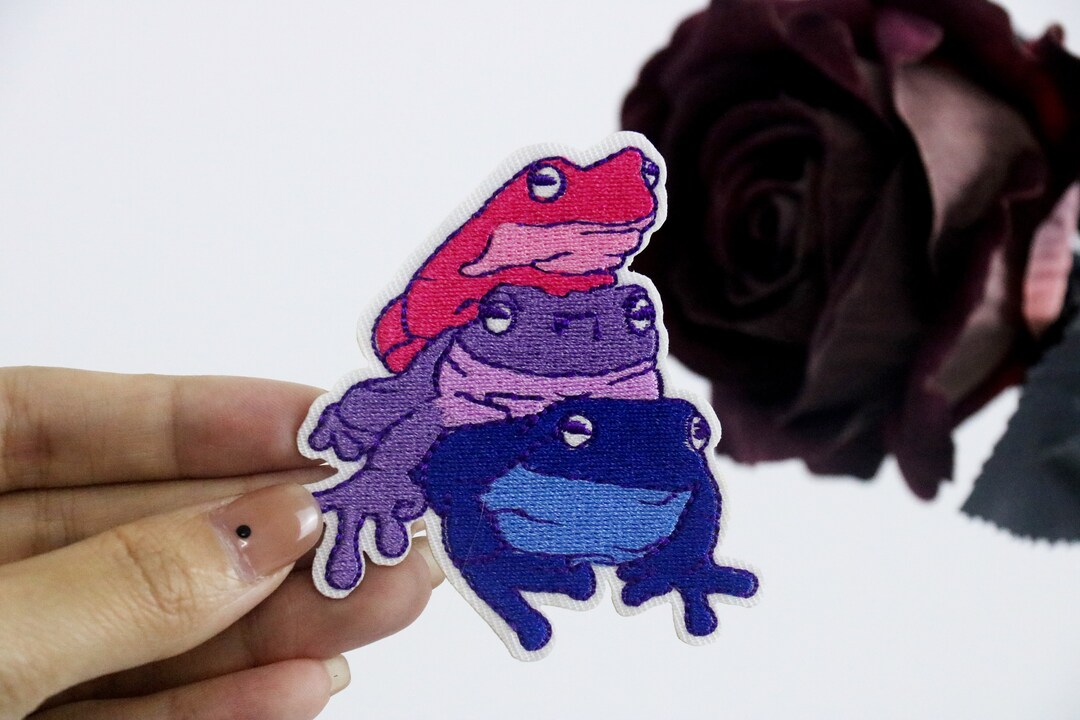 Three Frogs Patch, Pink, Creepy, Iron on Patch, Embroidered Patch ...