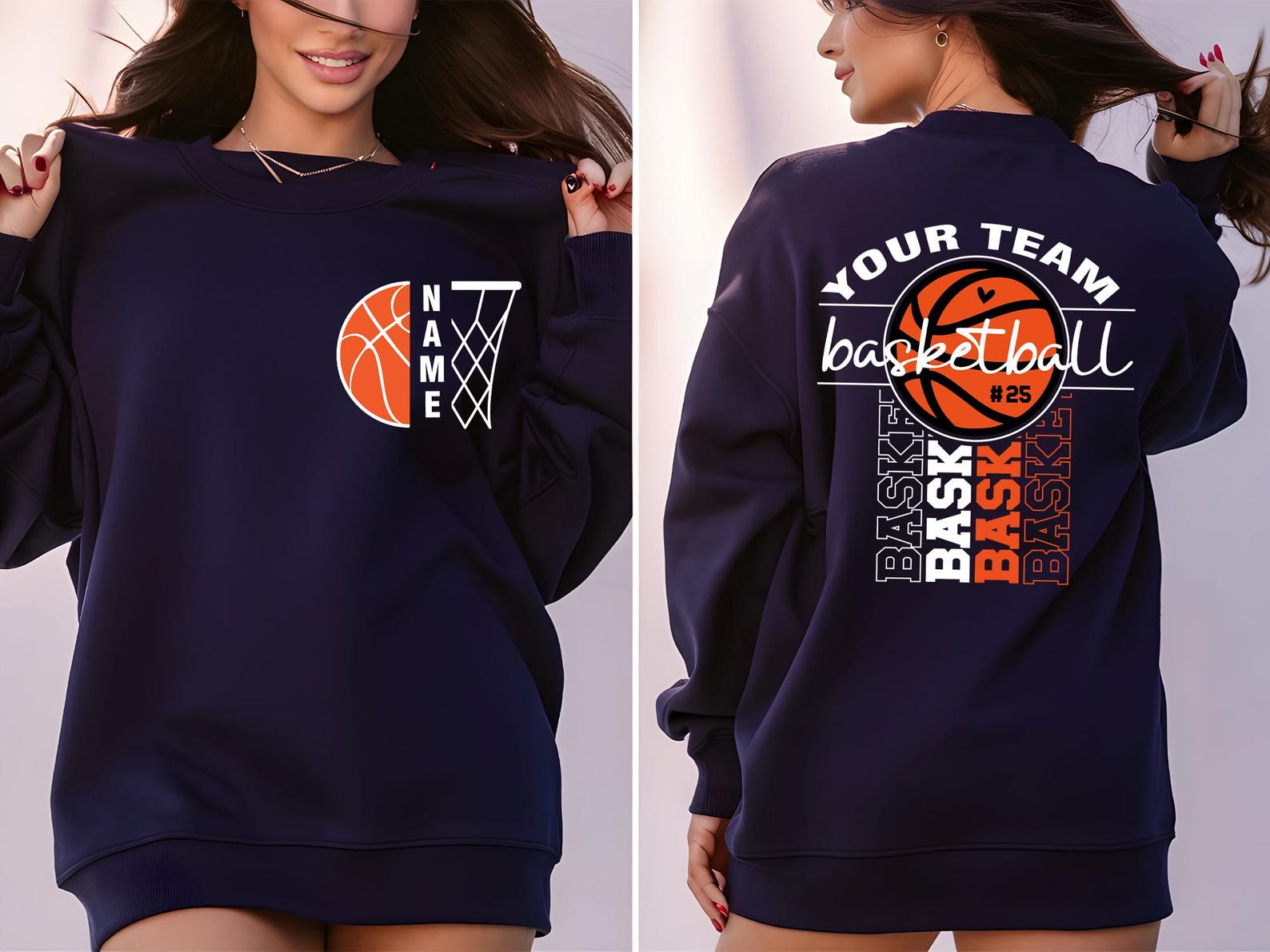 Custom Basketball Sweatshirt, Custom Your Name Basketball Sweatshirt ...