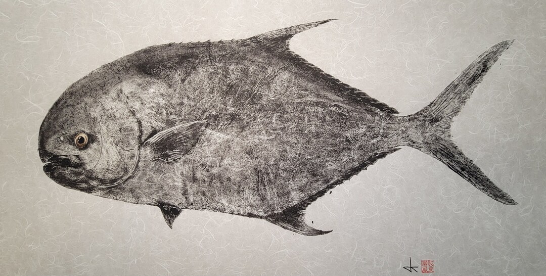 Permit Gyotaku Reproduction – Limited Edition Fish Art Print - Hand ...