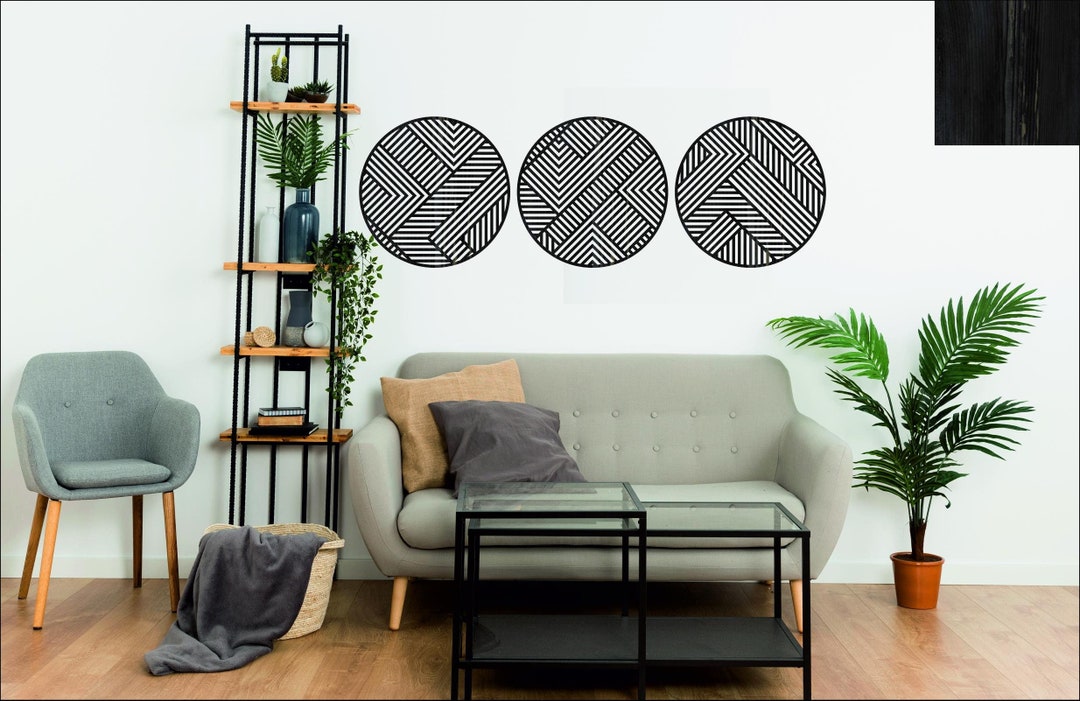 Geometric Wood Wall Art Set: Abstract Circle Decor - Etsy