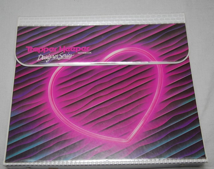 RADICAL Vintage 80s Neon Heart TRAPPER KEEPER - Etsy