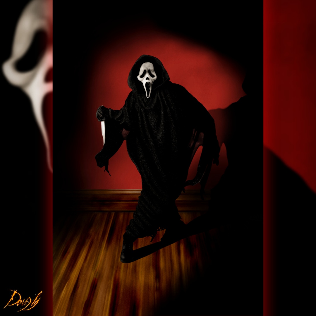 Ghostface Poster Ghostface Mask Scream Poster Woodsboro Hand-painted - Etsy
