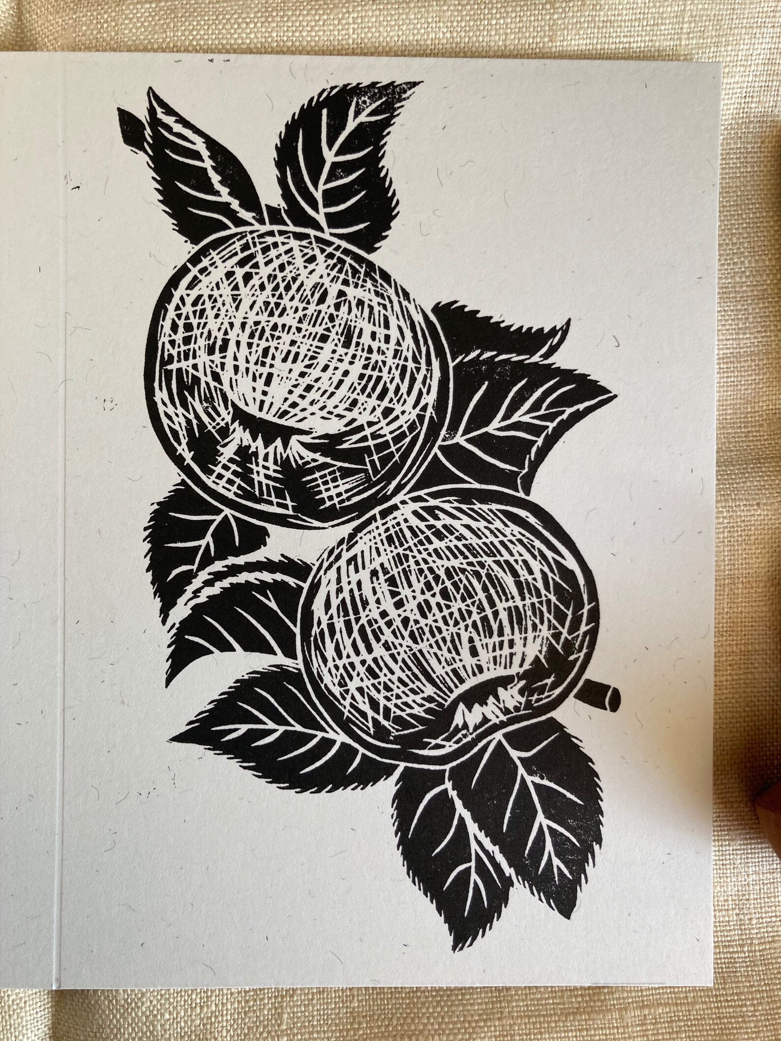 Hand Printed Apple Linocut Print Greetings Card - Etsy