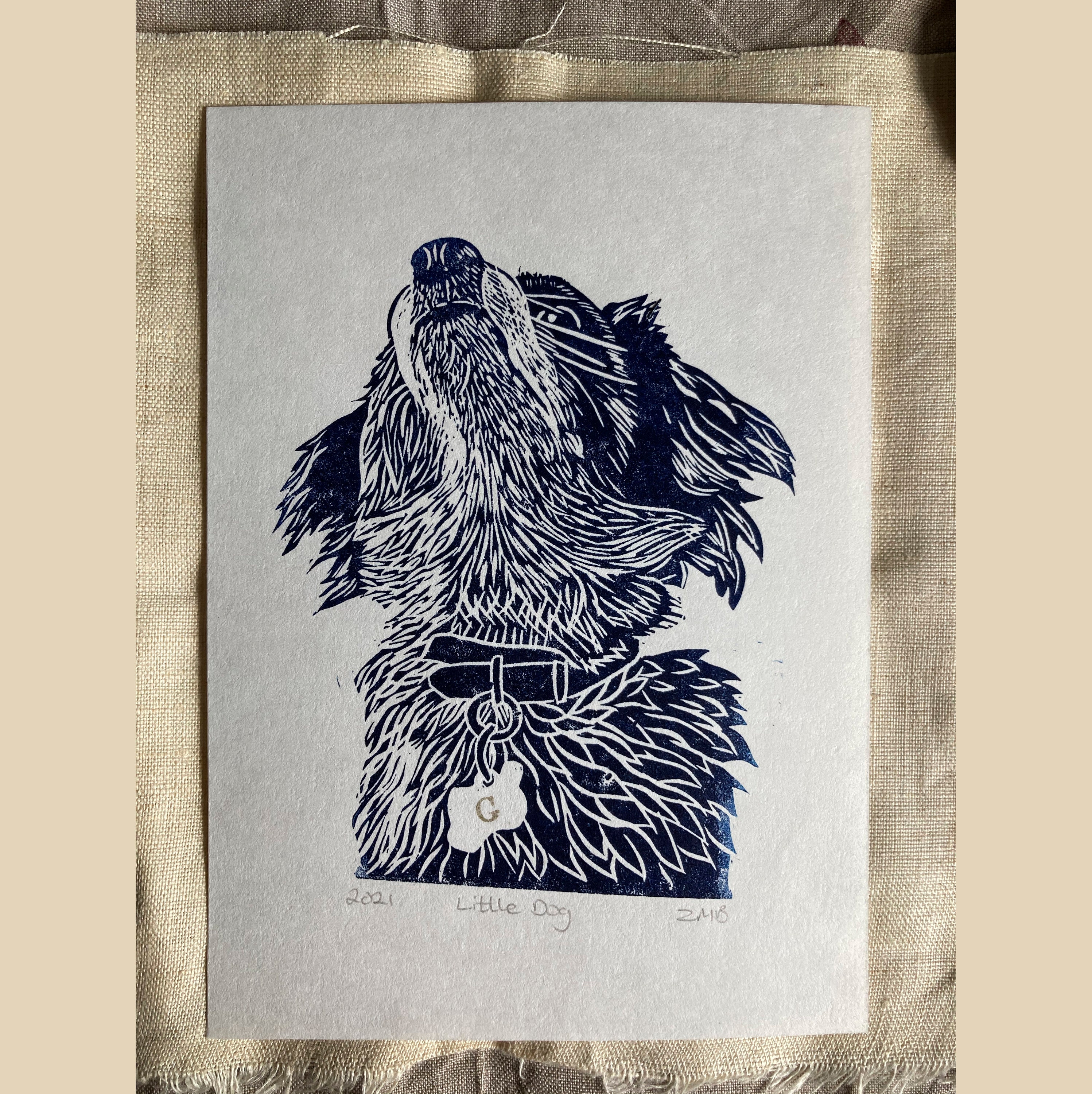 Hand Printed Little Dog Linocut - Etsy