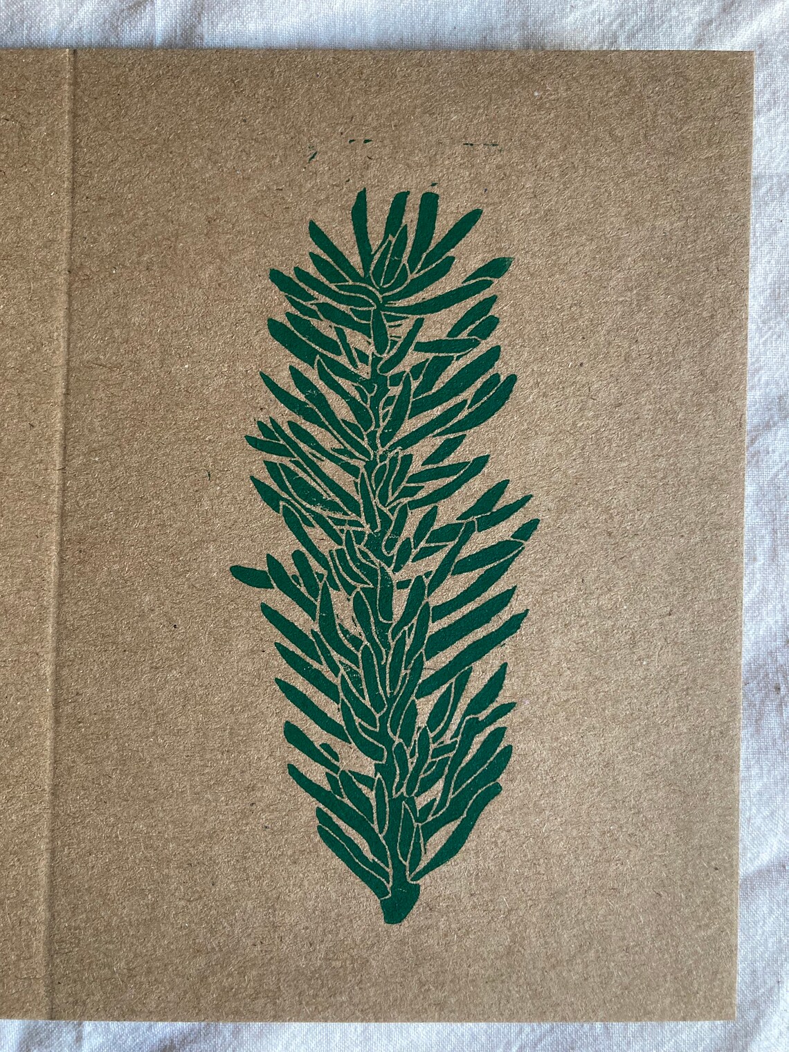 Hand Printed Linocut Norway Spruce Christmas Card - Etsy