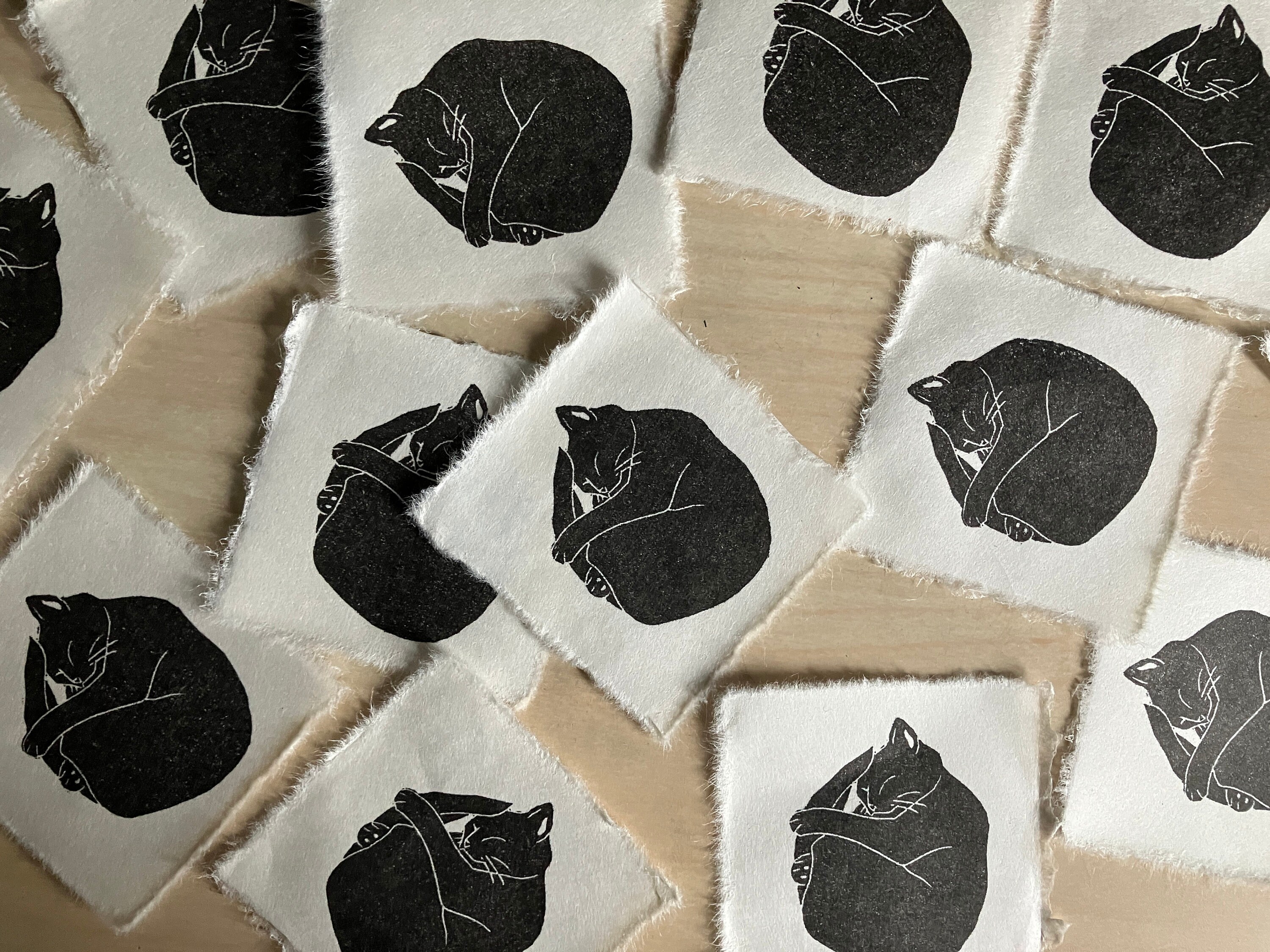 Black Cat Mini Linocut Print - Etsy