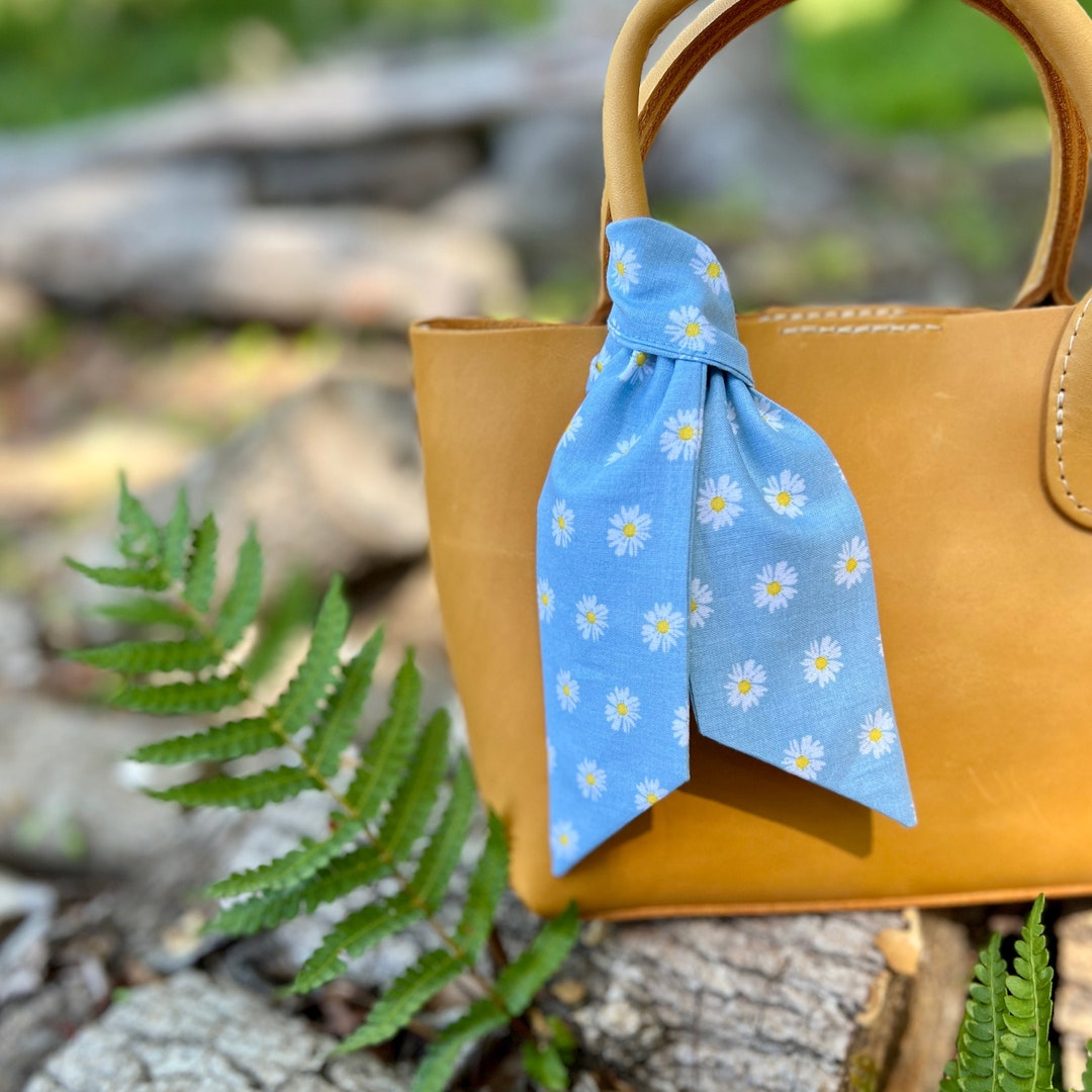 Purse Scarf - Light Blue With White Daisy - Scarf for Handbag, Purse ...