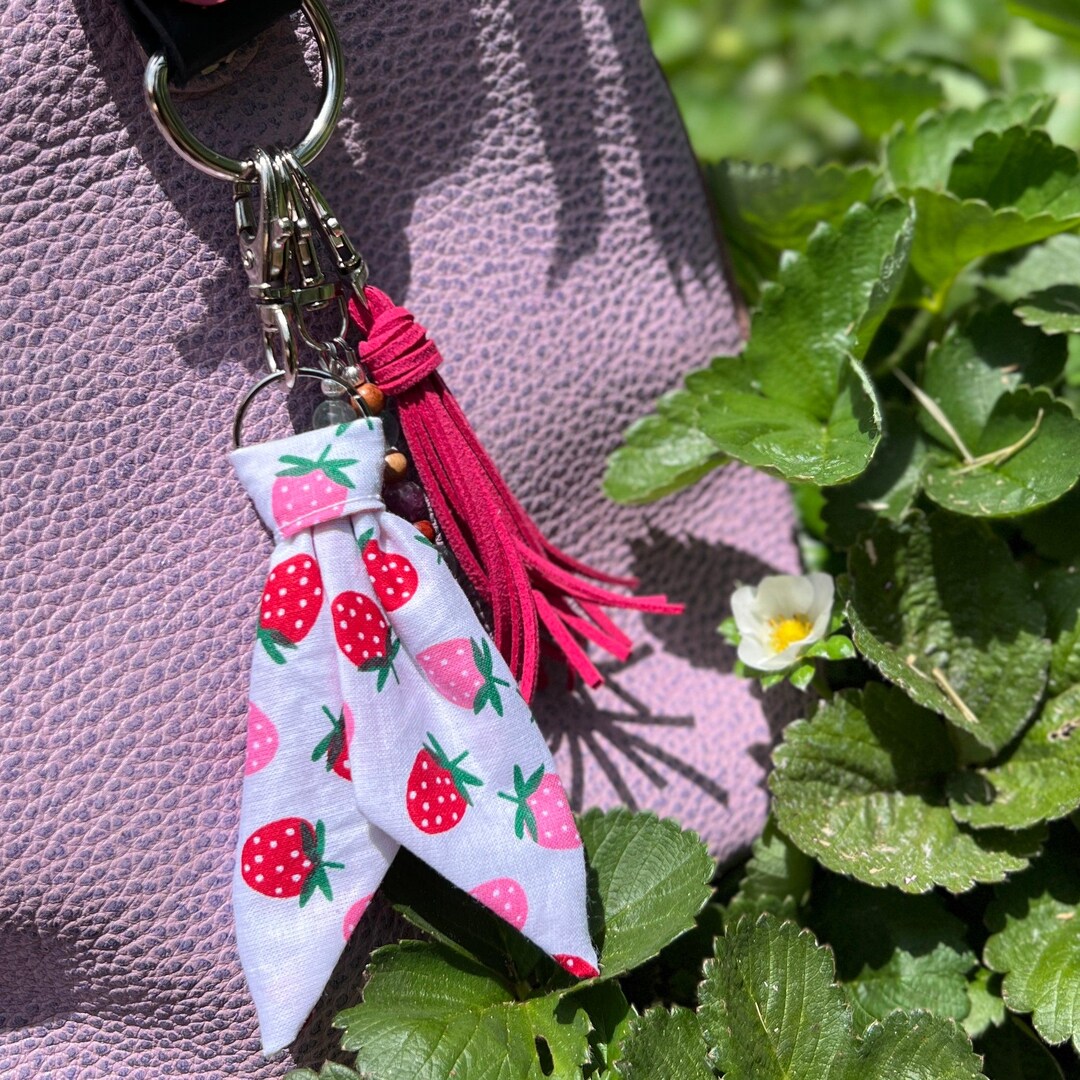Purse Scarf Mini Key Chain - Strawberry - Etsy