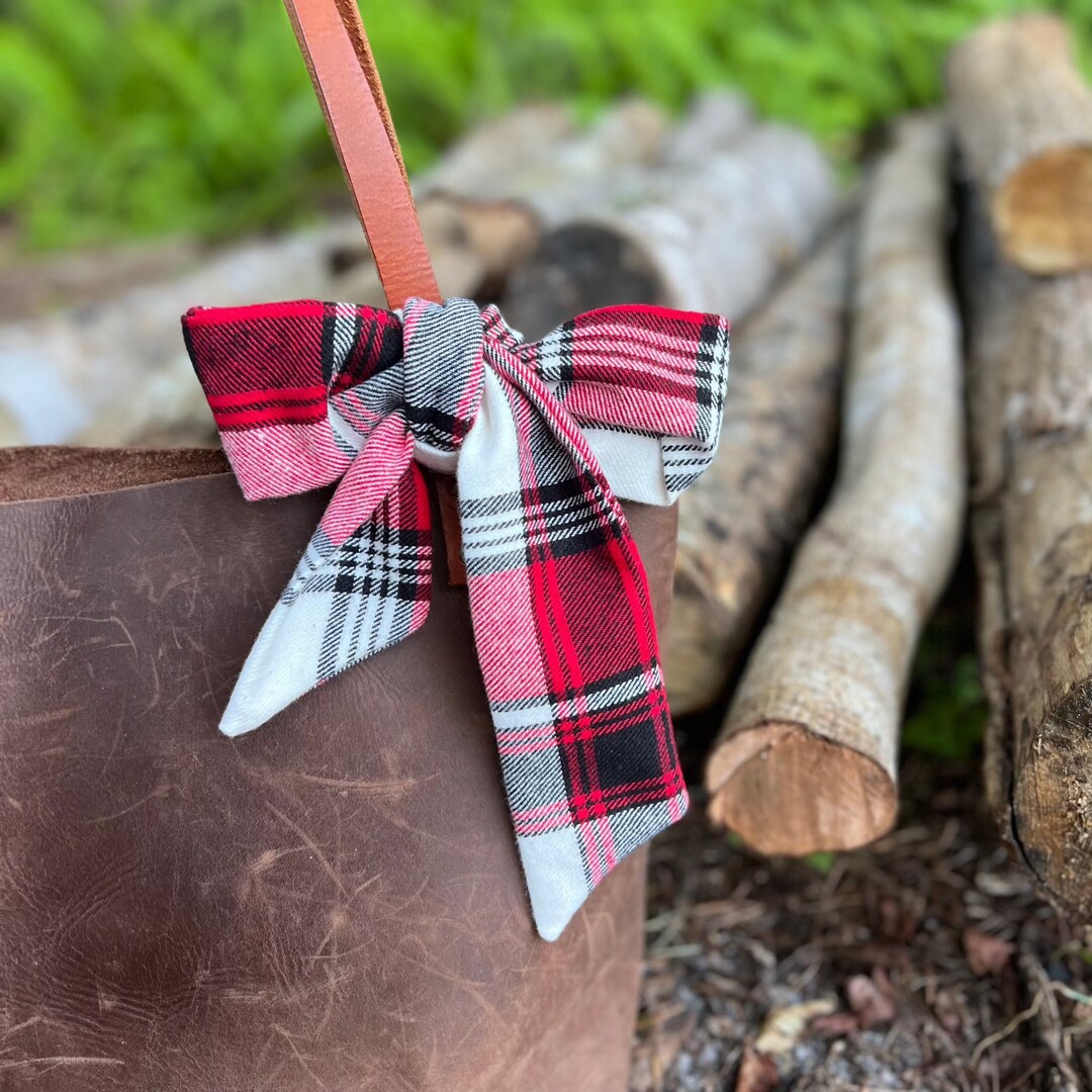 Plaid Purse Scarf Skinny Red Black and White Plaid Flannel - Etsy