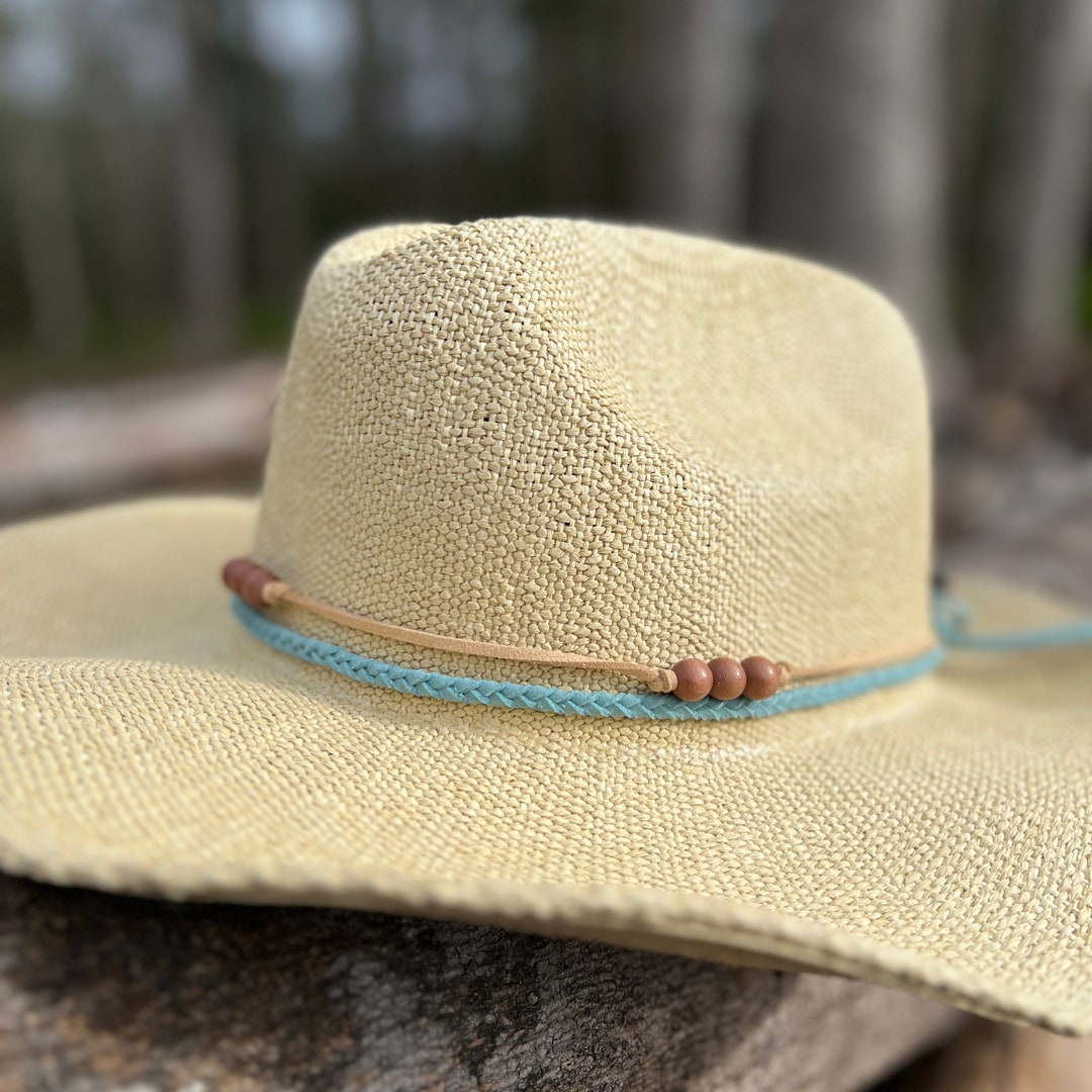 Braided Hat Band Faux Suede Hat Band With Wooden Beads and Ties - Etsy