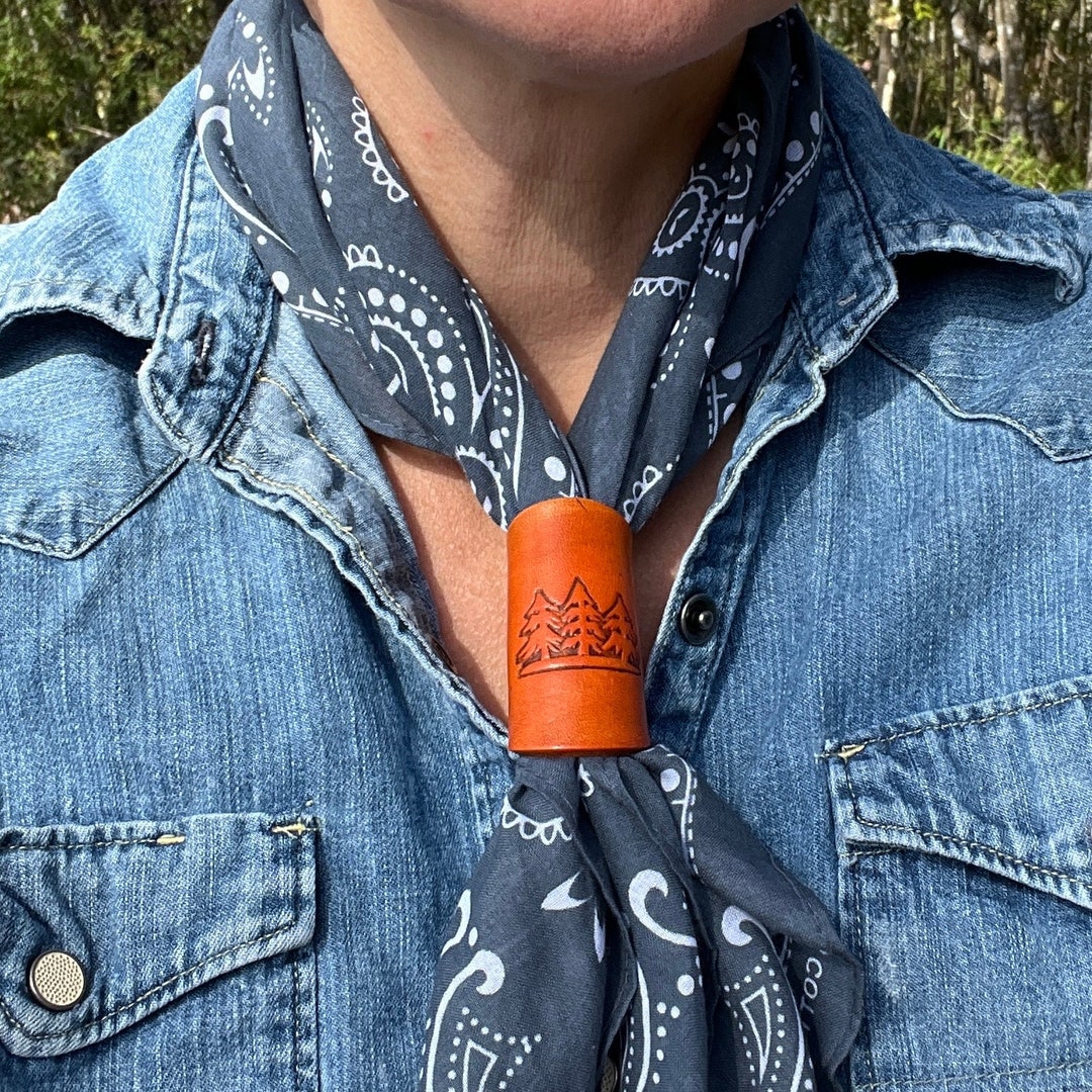 Bandana Slide Leather Scarf Ring for Men or Women Gift Under 20 - Etsy