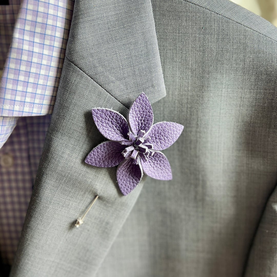 Leather Flower Pin for Lapels or Hats Flower Brooch or Stick Pin for ...