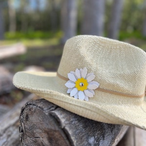Daisy Flower Hat Band- Leather Flower for Cowgirl Hat - Etsy
