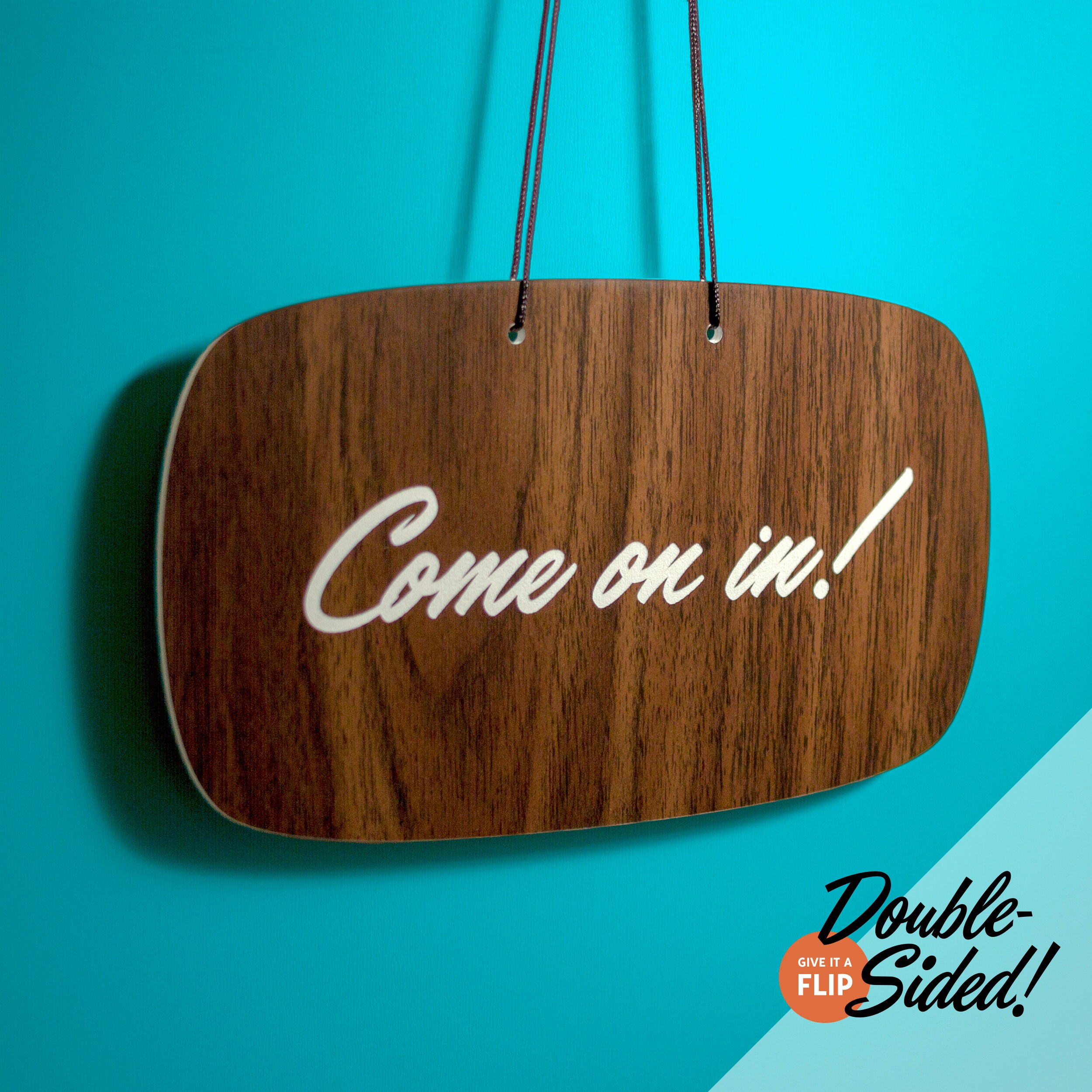 Mid-century Custom Double Sided Door Sign Open Come on in | Etsy