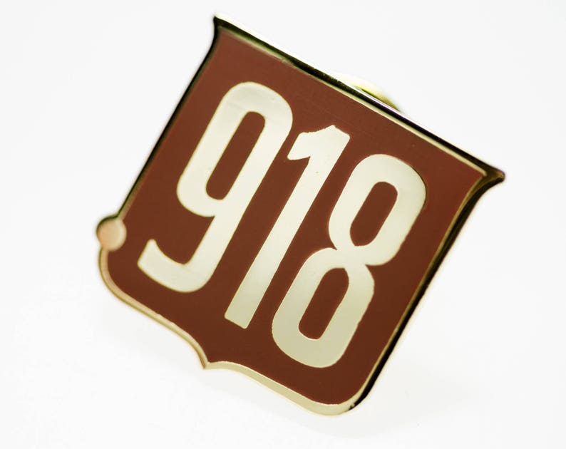 Letterpress Type High .918 Badge Enamel Pin in Gold and Rust | Etsy