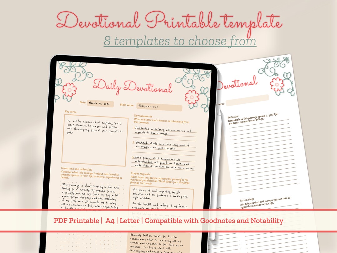 Devotional Printable Template Daily Devotional Journal Digital Download ...