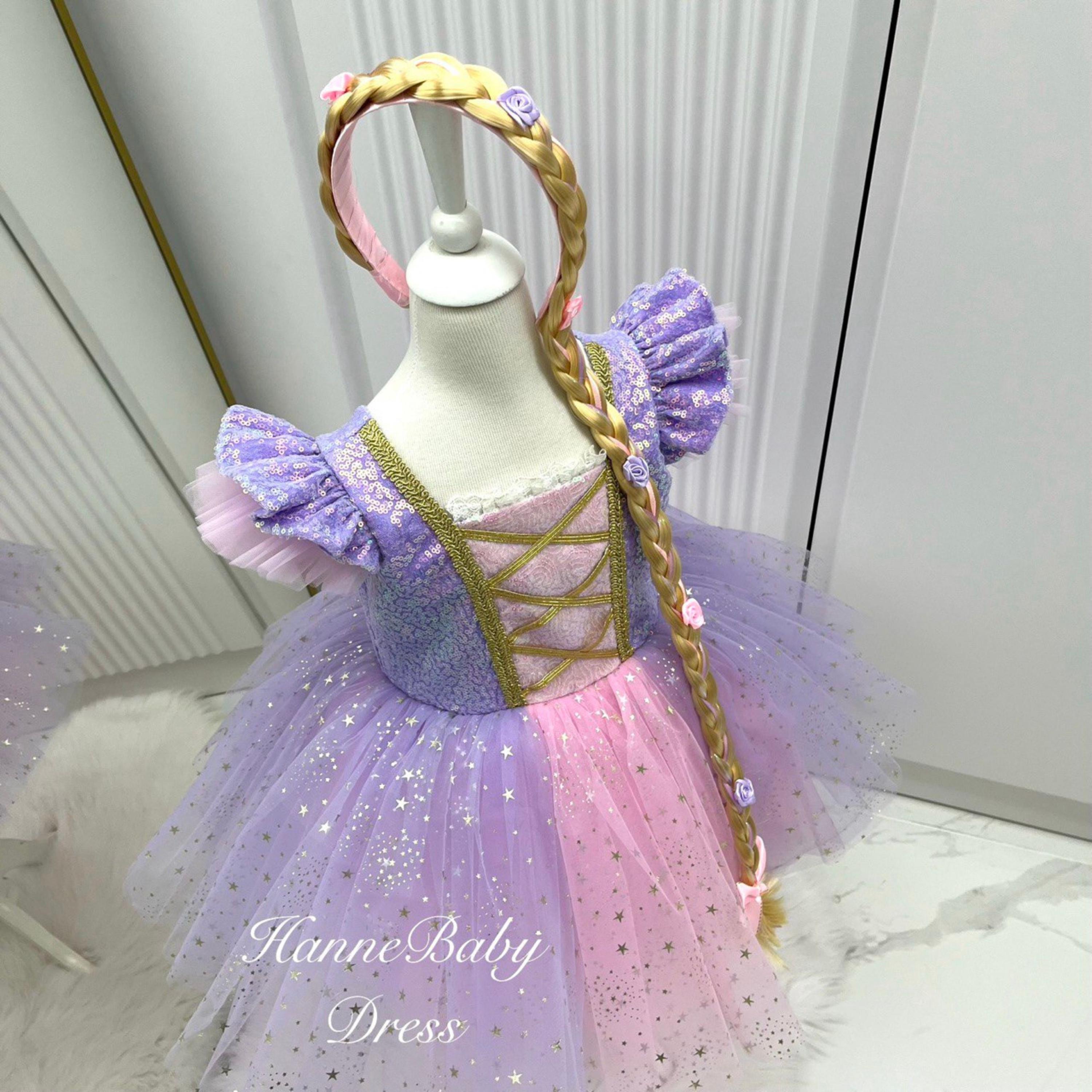 Rapunzel Inspired Dress, Rapunzel Crown With Flowers, Girls Princess ...