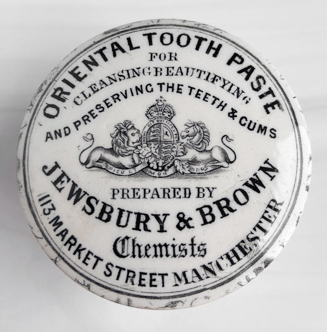 Antique Victorian English Oriental Tooth Paste Jar Pot and Lid Jewsbury ...