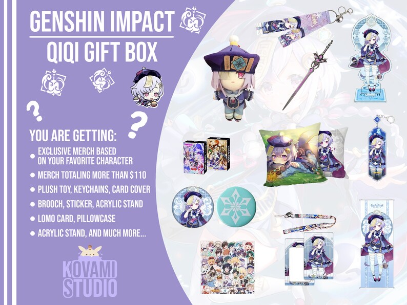 Qiqi Genshin Impact Gift Box Mystery Box Genshin Figure Anime Merch ...