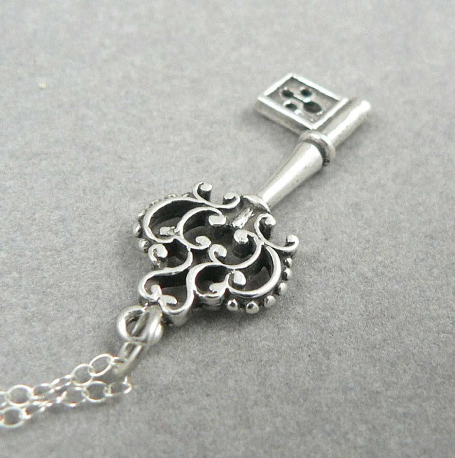 Antique Inspired Ornate Victorian Key Necklace Sterling Silver - Etsy