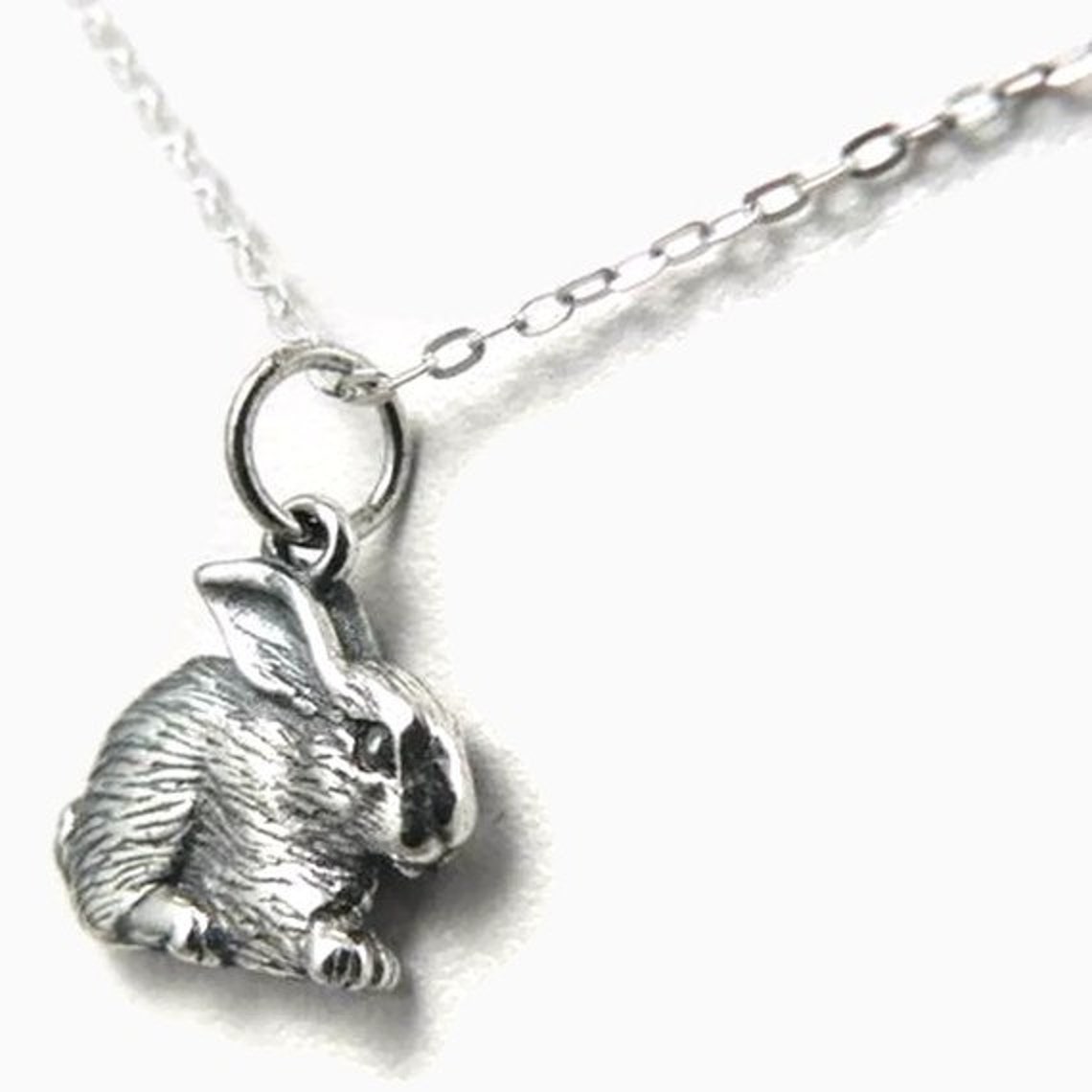 Fluffy Bunny Sterling Silver Charm Rabbit Pendant Necklace - Etsy