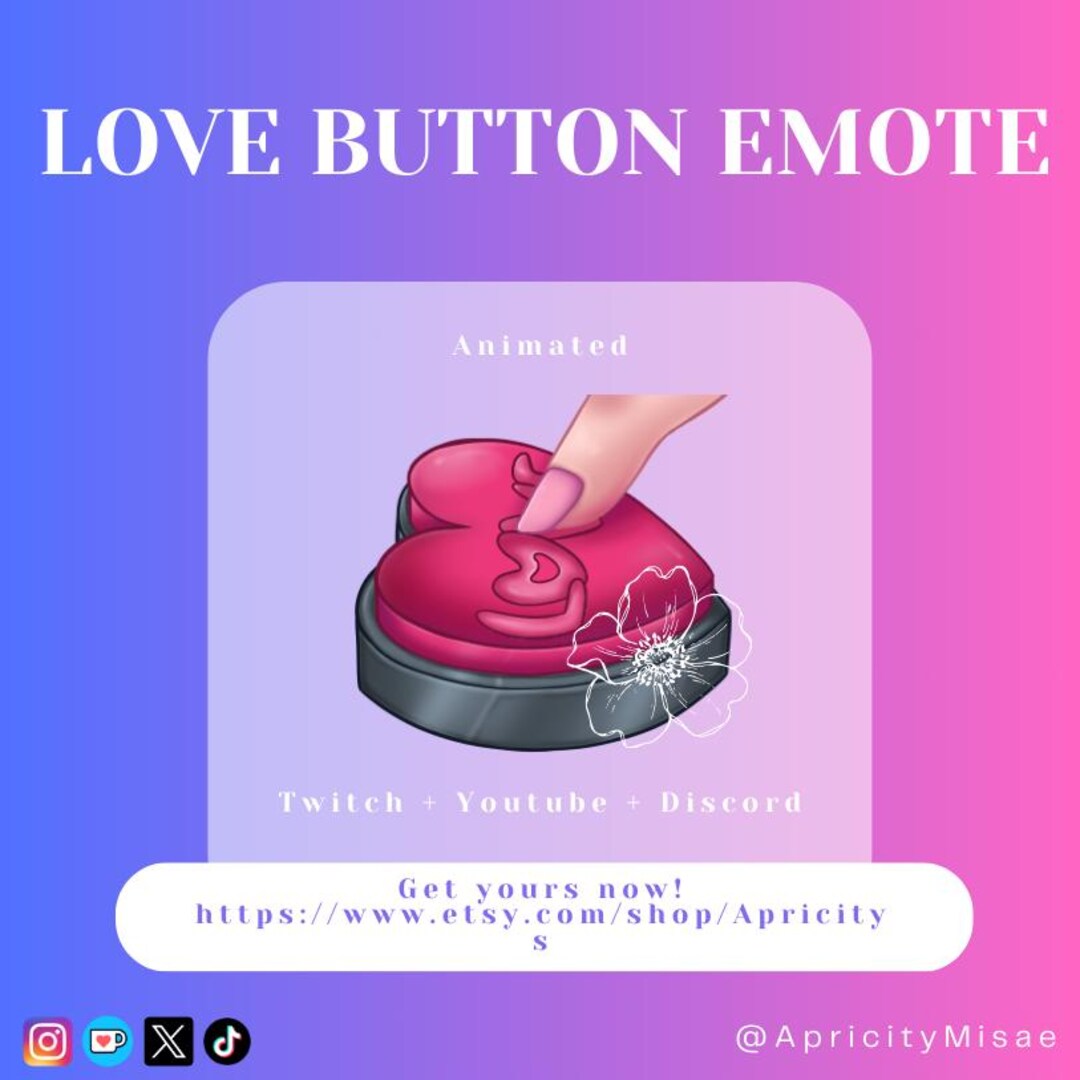 Animated Pink Love Button Twitch Emotes | Streamer Emotes | Discord ...