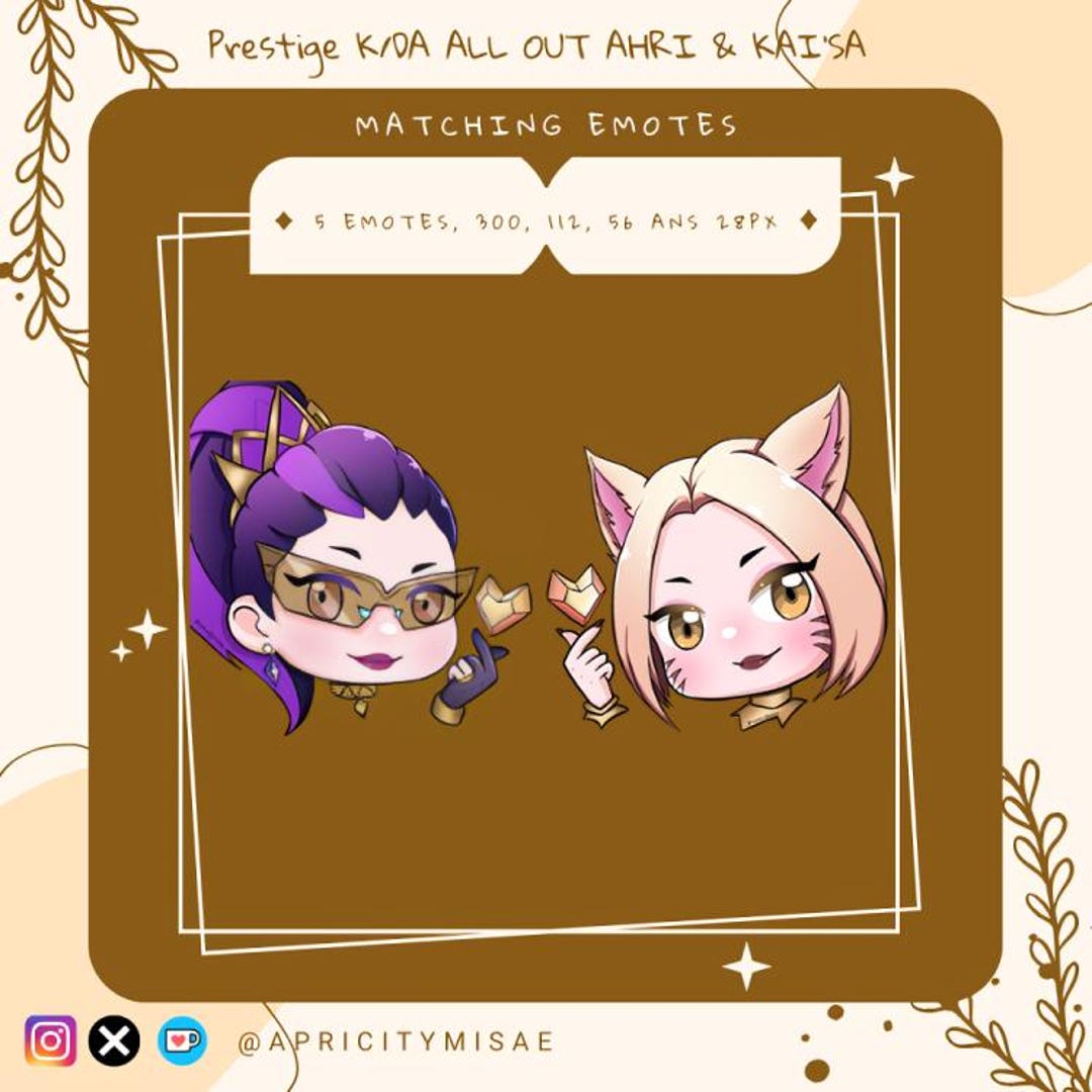 Prestige K/DA All Out Ahri and Kaisa Matching Emote Set, LOL Emotes ...