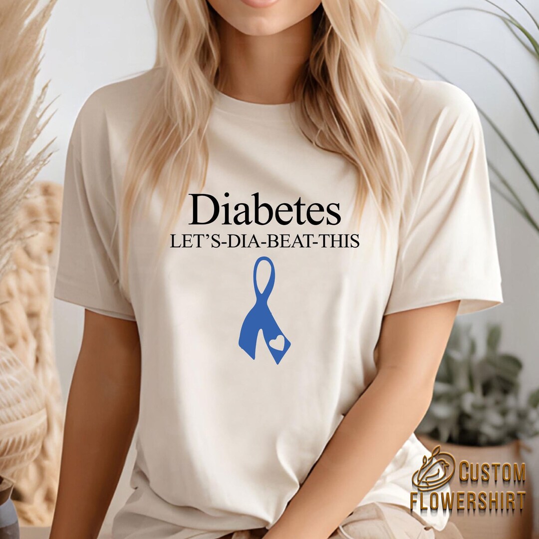 Diabetes Shirt,diabetes Blue Ribbon Heart T-shirt,type 1 Diabetic Gift ...