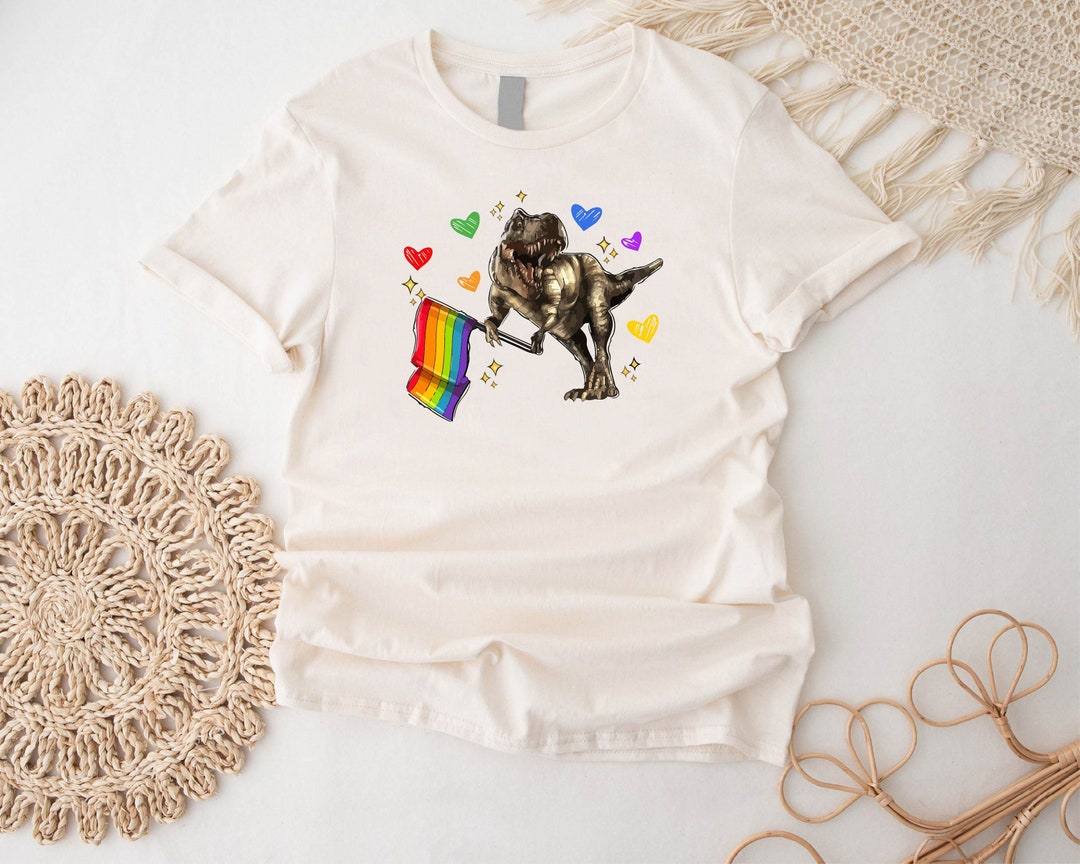 LGBTQ Flag T-rex Shirt,rainbow Dinosaur Pride T-shirt,support Equality ...