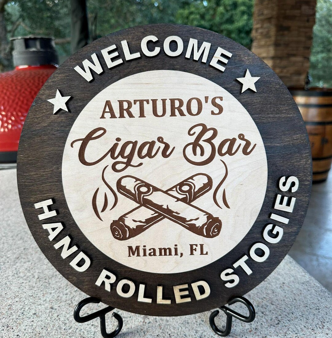 Personalized Real Wood Cigar Bar Sign | Handcrafted, Custom Size ...