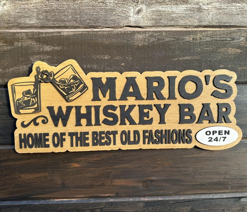 Personalized Whiskey Bar Sign - Handcrafted Home Decor With Custom ...