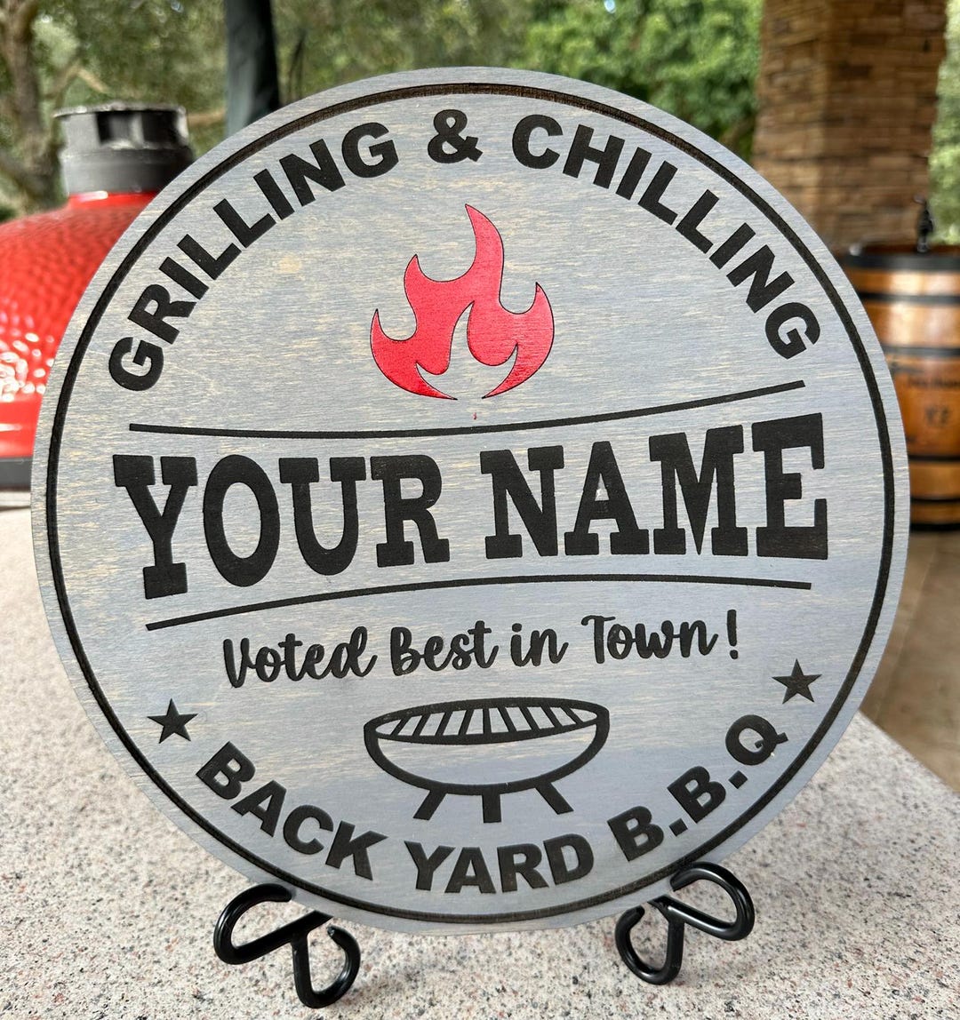 Personalized "grilling and Chilling" BBQ Wooden Sign, Custom BBQ Sign ...
