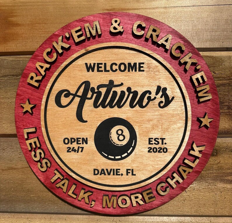Personalized Billiards Room Sign, Custom Game Room Decor, Man Cave Sign ...