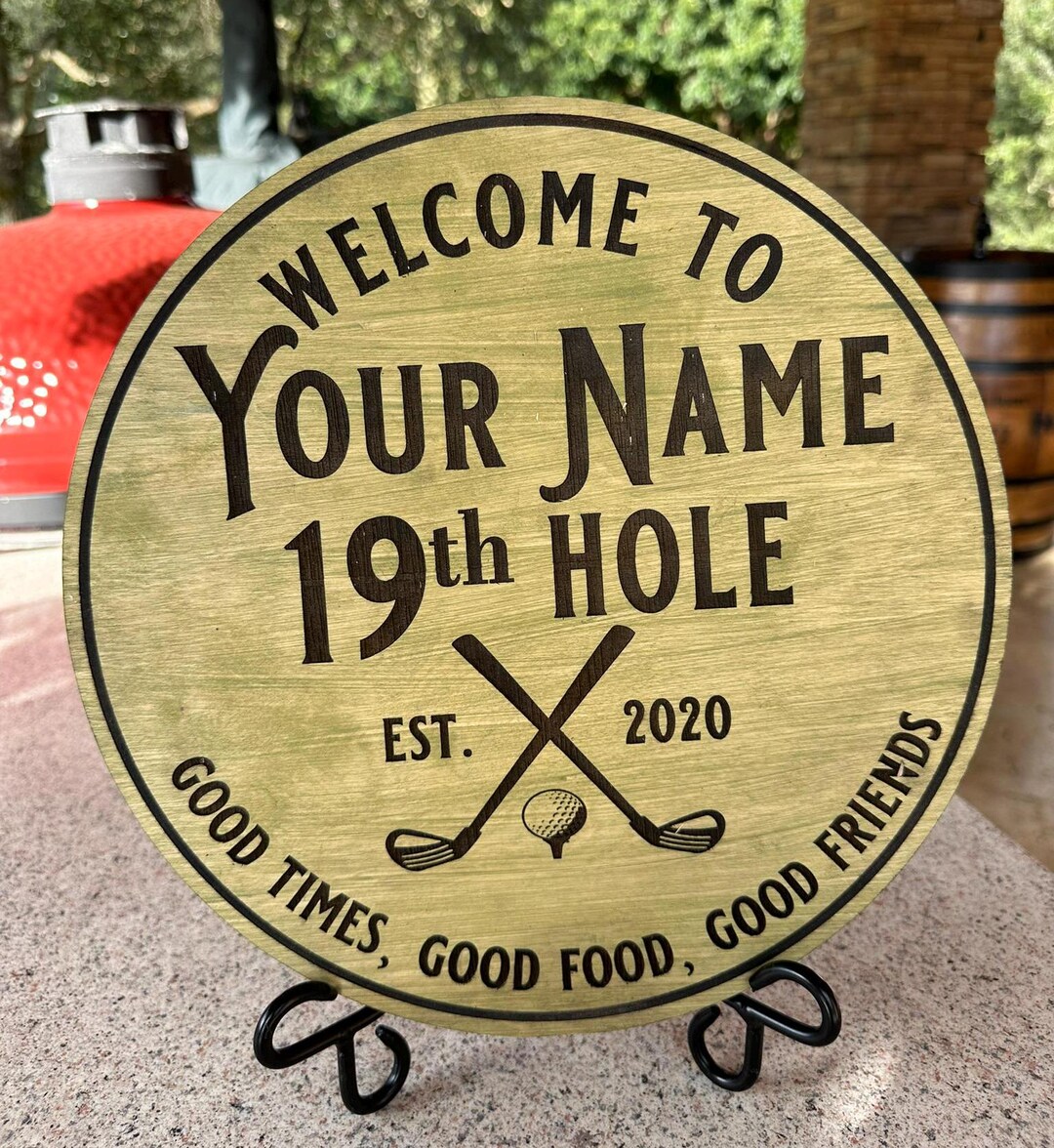 Personalized 19th Hole Bar Sign, Custom Golf Decor, Birch Wood - Etsy
