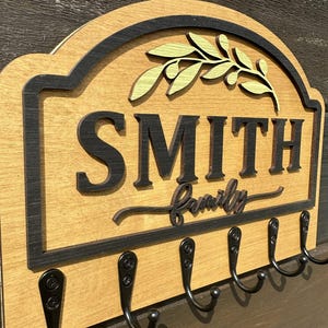 Personalized Key Holder for Entryway – Family Last Name Key Rack, Wall ...