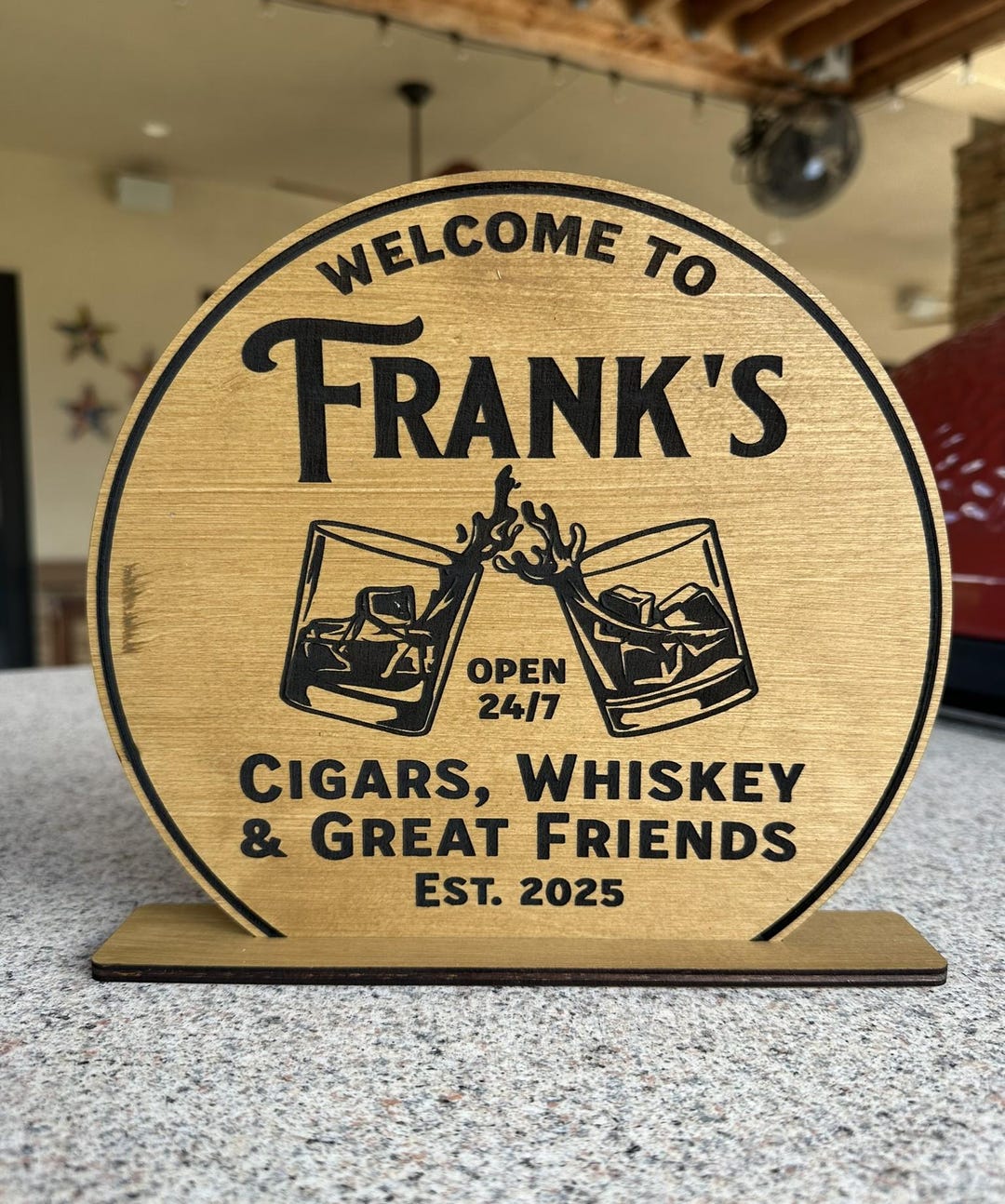 Personalized Wooden Self Standing Bar Sign, Custom Bar Decor, Cigar ...